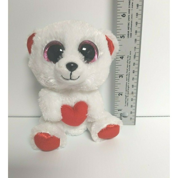 Toys | Ty Beanie Boos Cuddly Teddy Bear Pink Glitter Eyes Holding Heart ...
